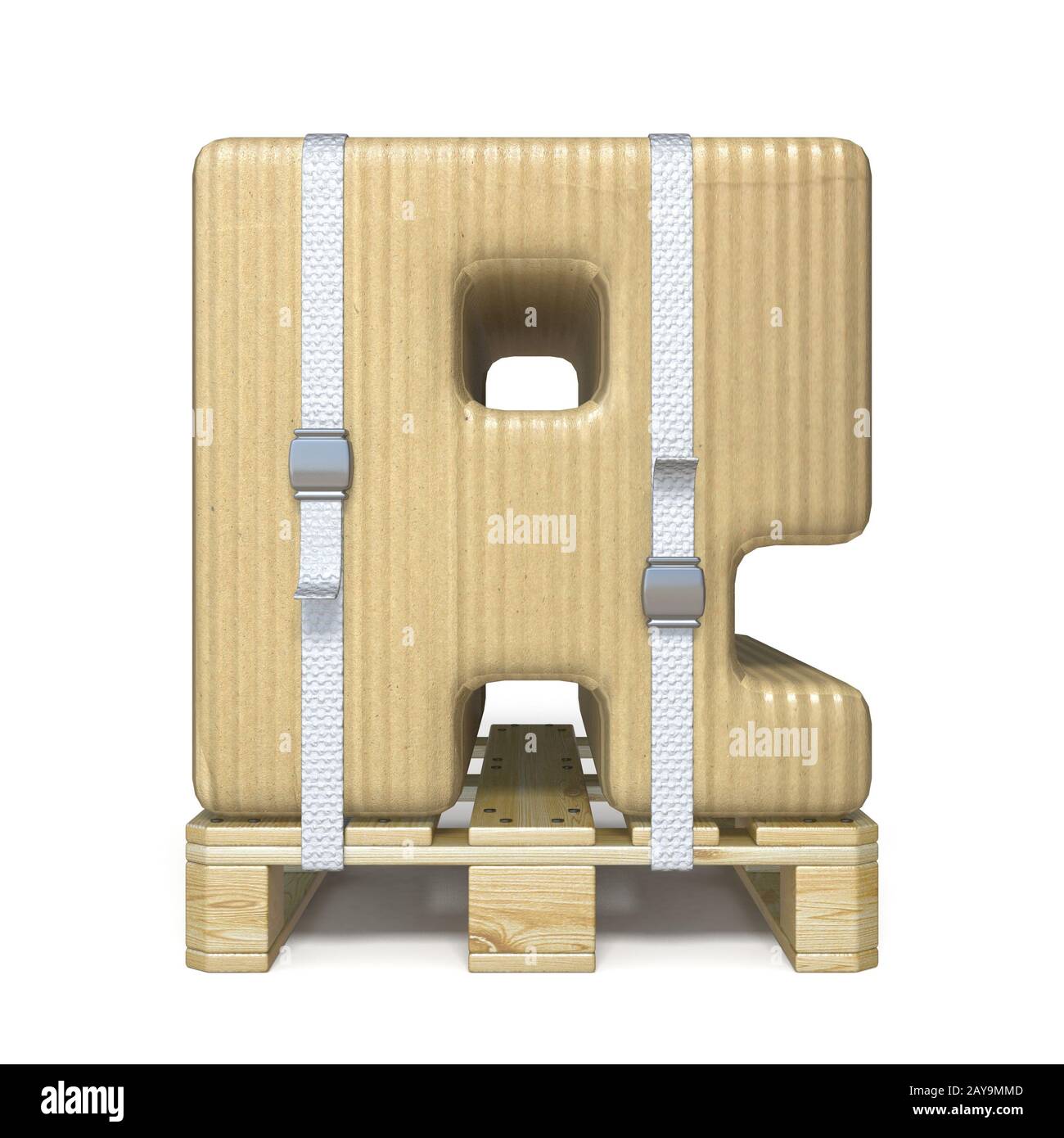 Cardboard box font Letter R on wooden pallet 3D Stock Photo - Alamy