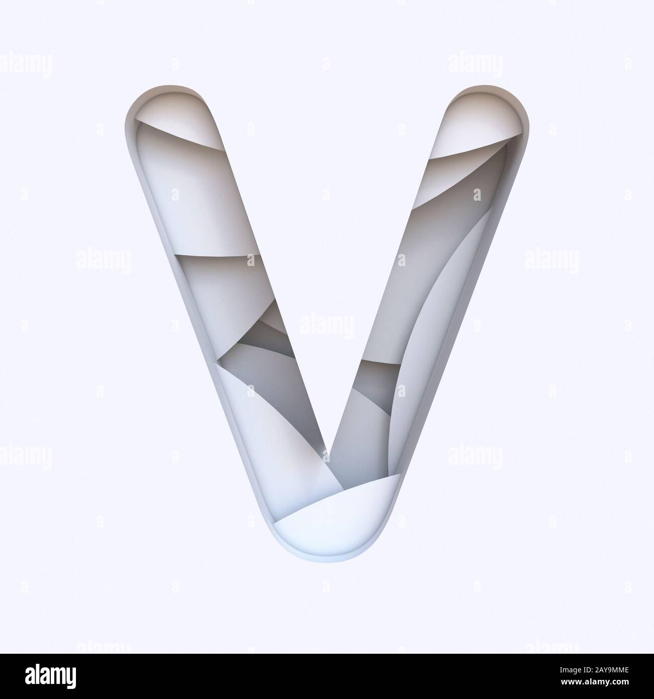 White abstract layers font Letter V 3D Stock Photo - Alamy