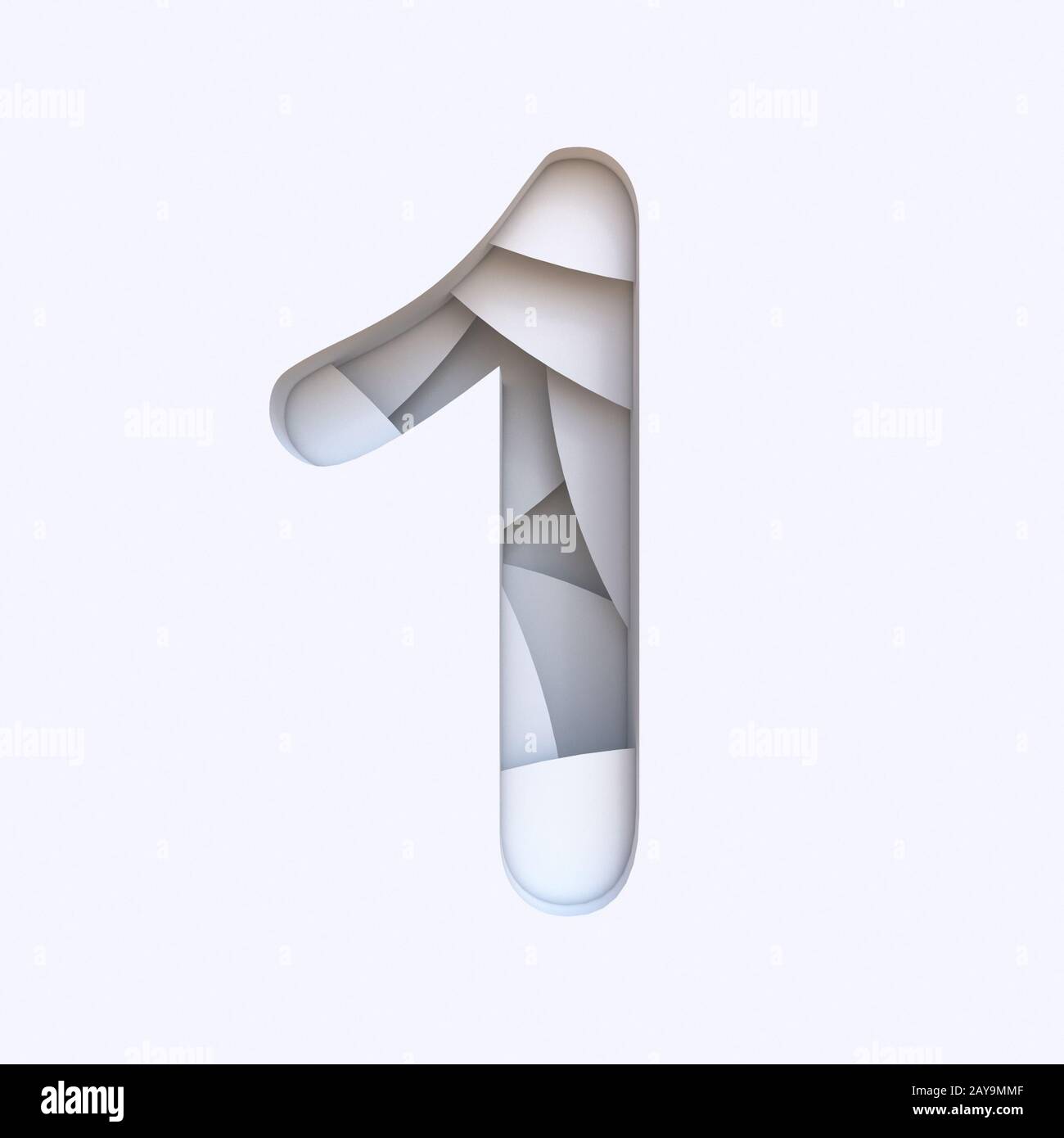White abstract layers font Number 1 ONE 3D Stock Photo - Alamy