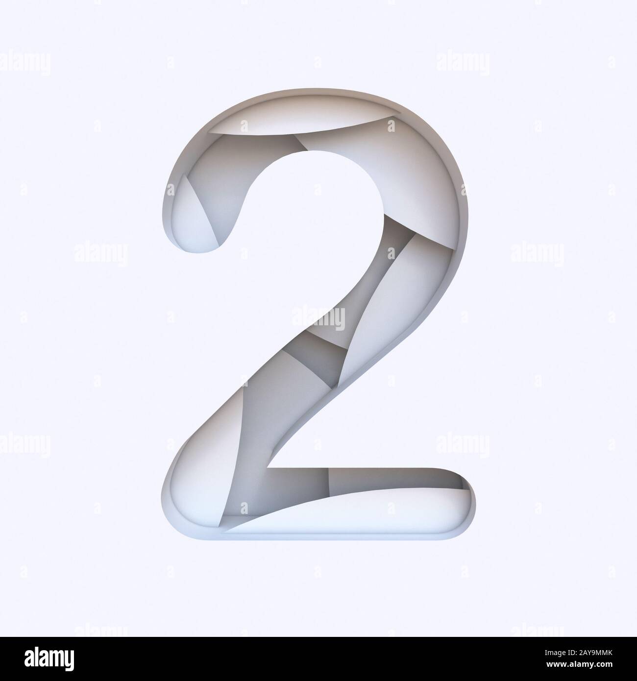 White abstract layers font Number 2 TWO 3D Stock Photo - Alamy
