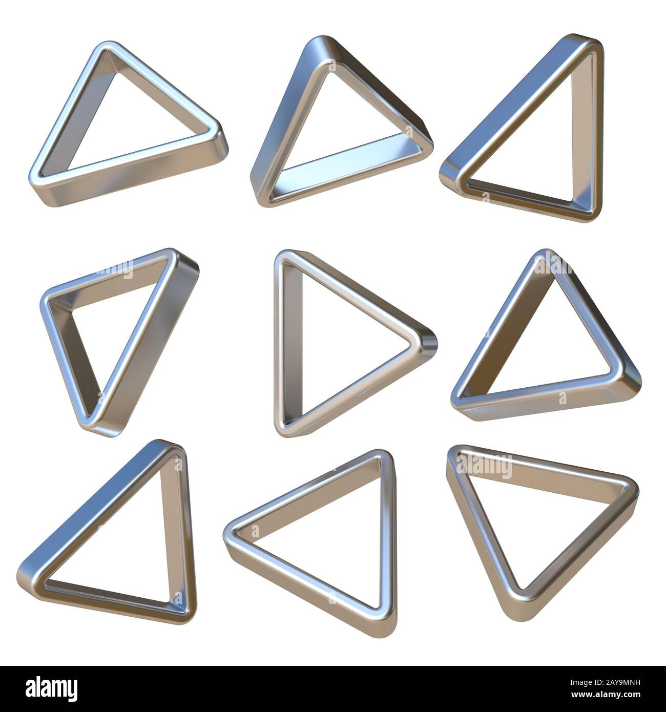 Metal dimensional triangles 3D Stock Photo - Alamy