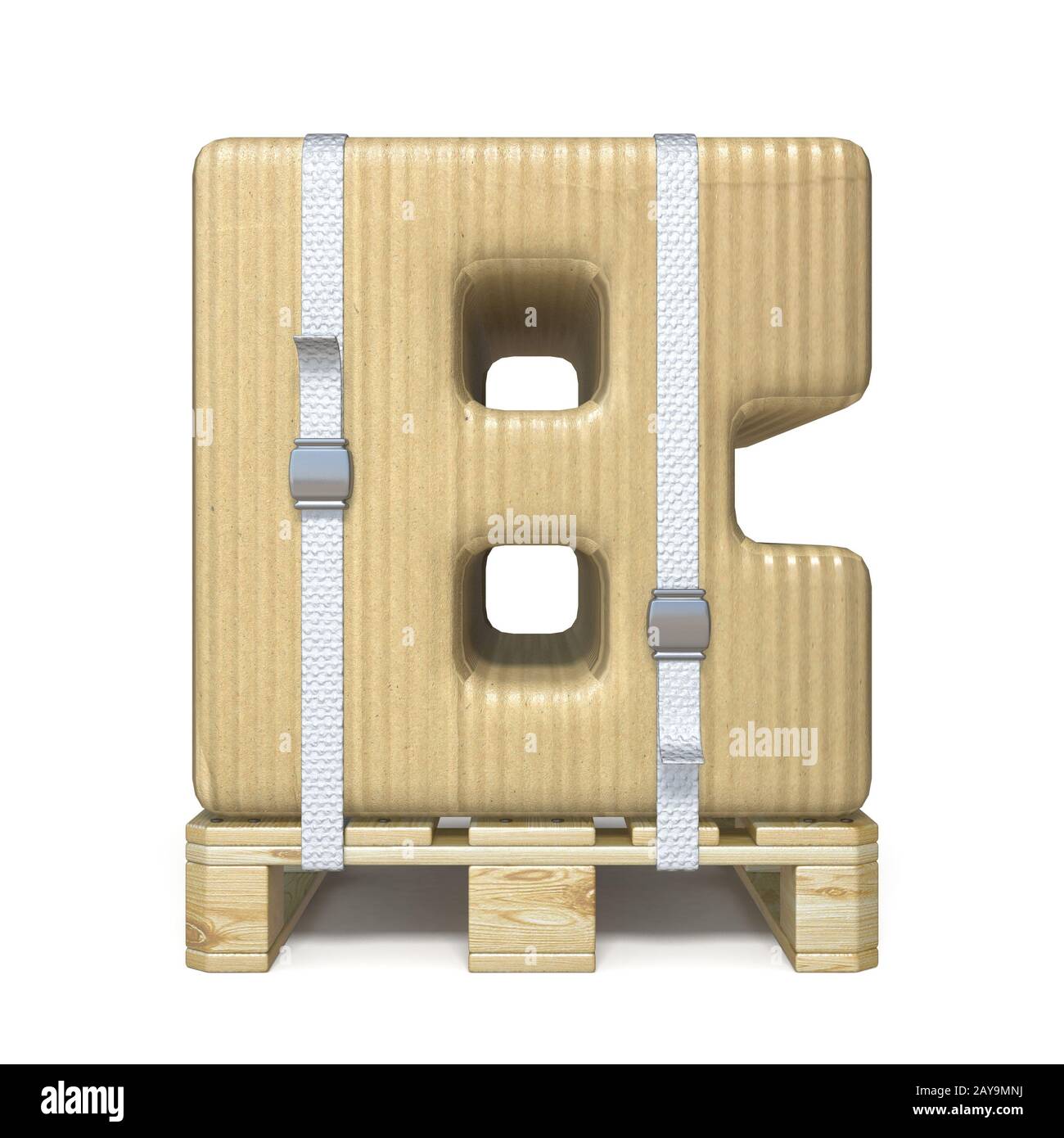 Cardboard box font Letter B on wooden pallet 3D Stock Photo - Alamy