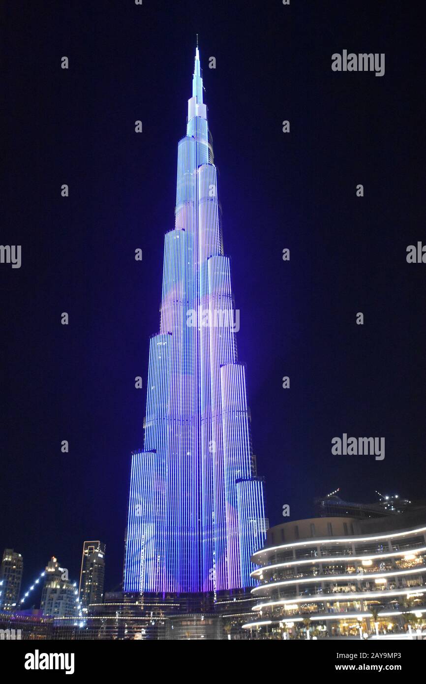 The LED lights show at Burj Khalifa in Dubai, UAE Stock Photo - Alamy