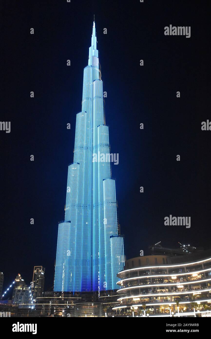 The LED lights show at Burj Khalifa in Dubai, UAE Stock Photo - Alamy