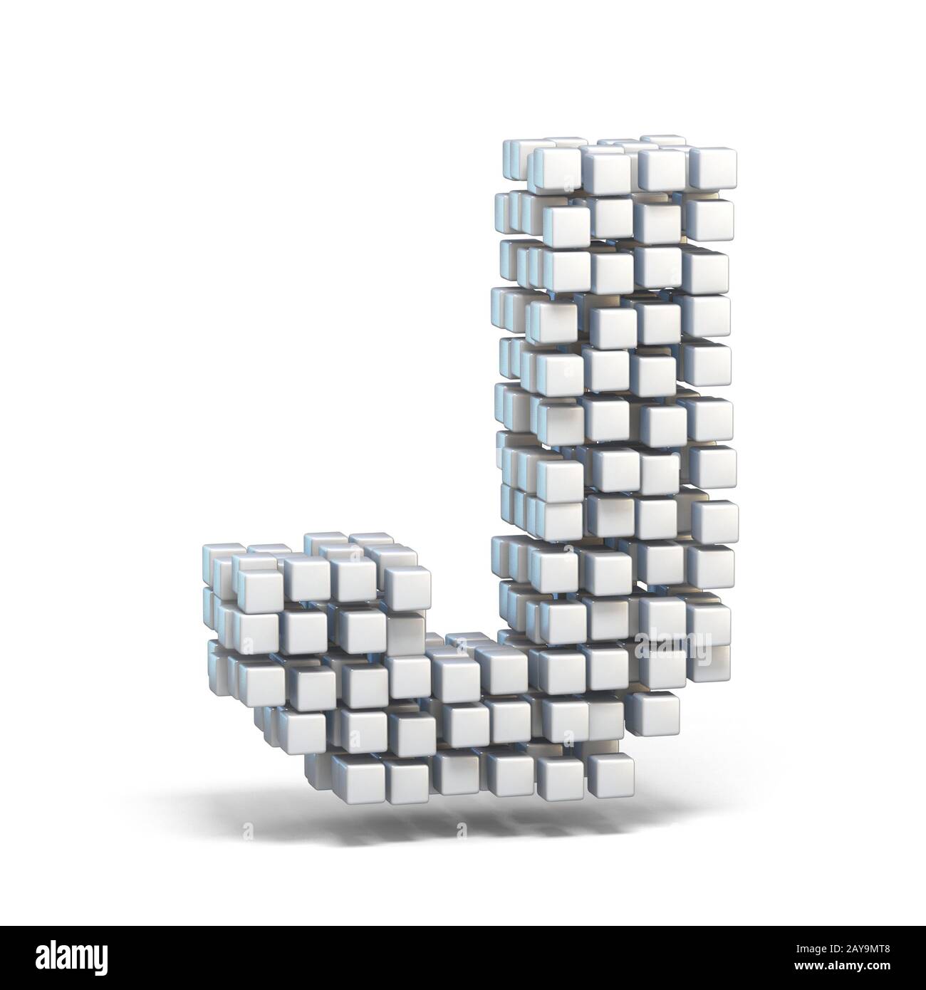 White voxel cubes font Letter J 3D Stock Photo - Alamy