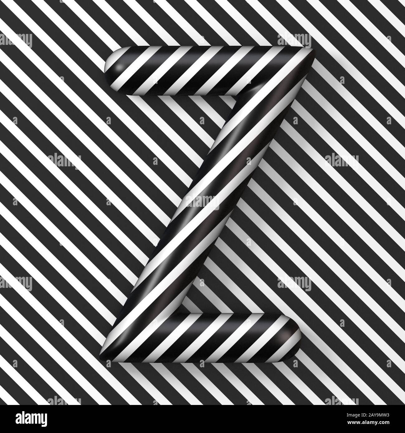 Black and white stripes Letter Z 3D Stock Photo - Alamy