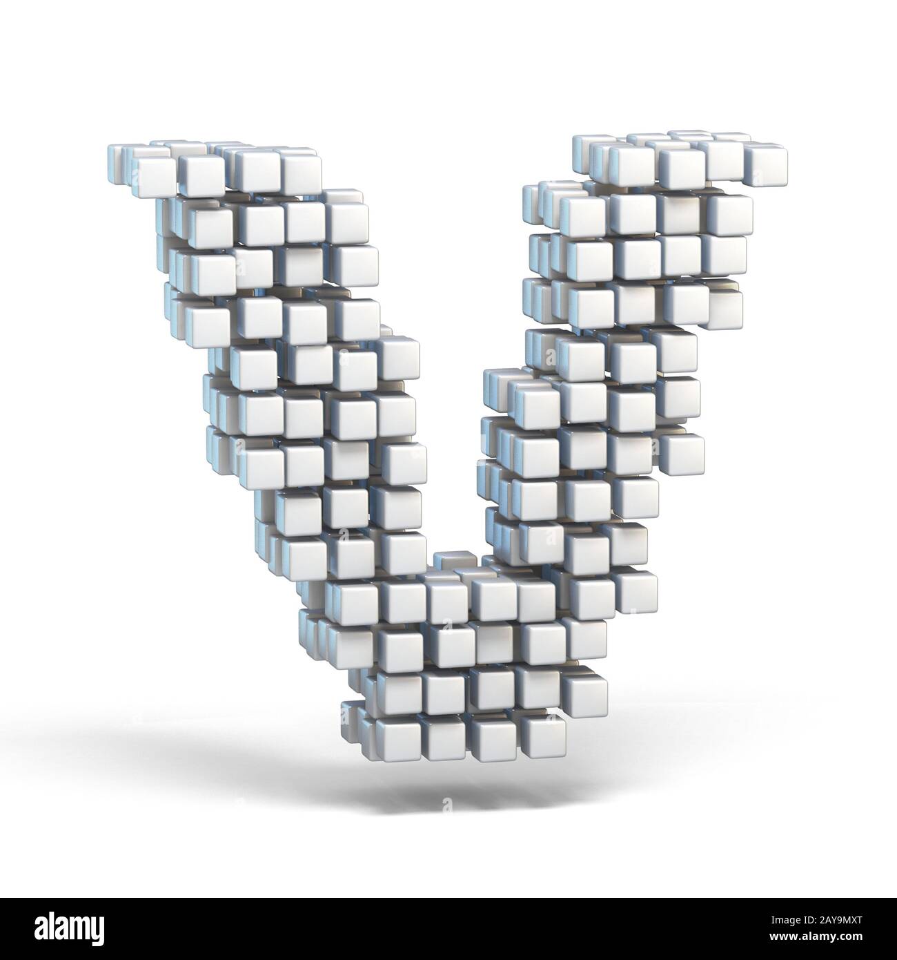 White voxel cubes font Letter V 3D Stock Photo - Alamy
