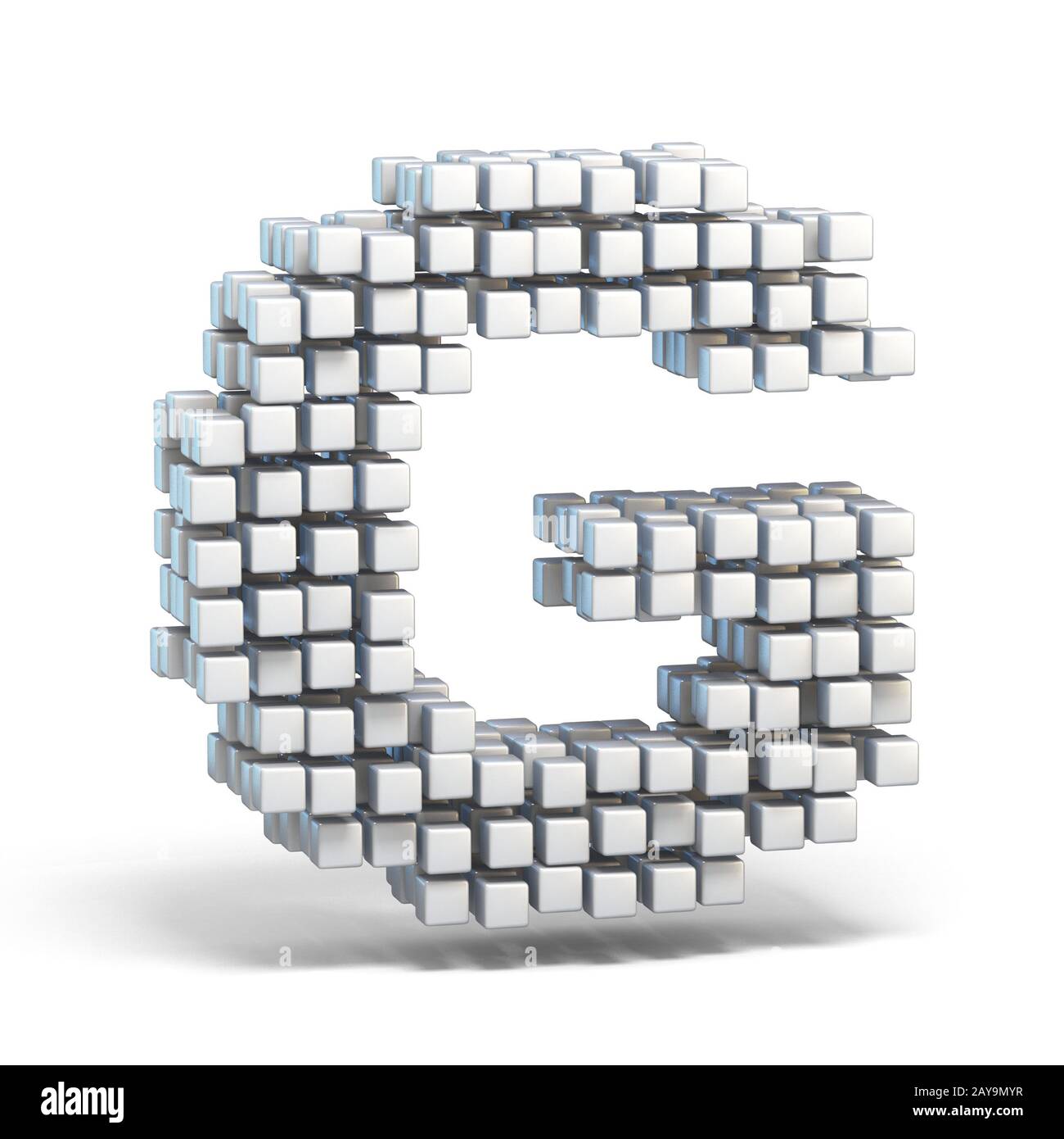 White voxel cubes font Letter G 3D Stock Photo - Alamy