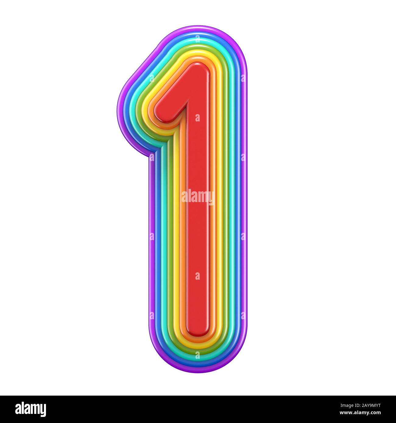 Concentric rainbow number 1 ONE 3D Stock Photo - Alamy