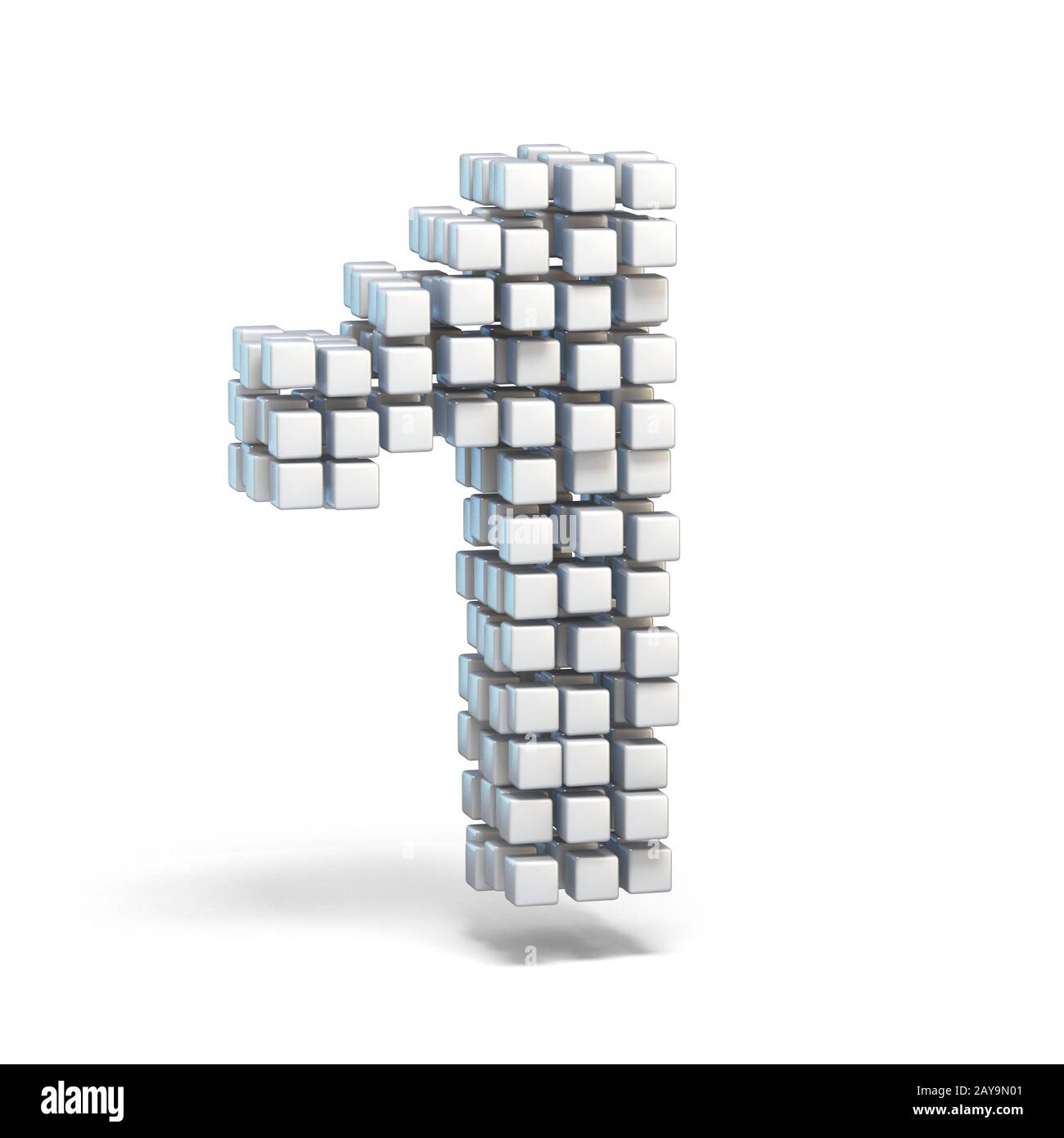 White voxel cubes font Number 1 ONE 3D Stock Photo - Alamy