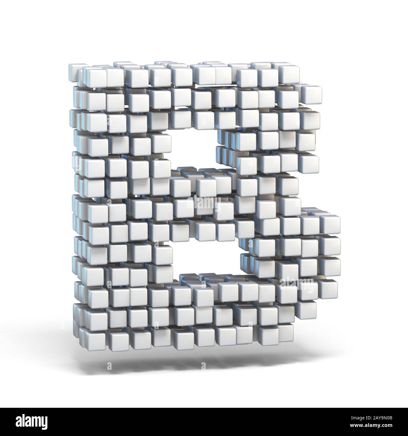 White voxel cubes font Letter B 3D Stock Photo - Alamy