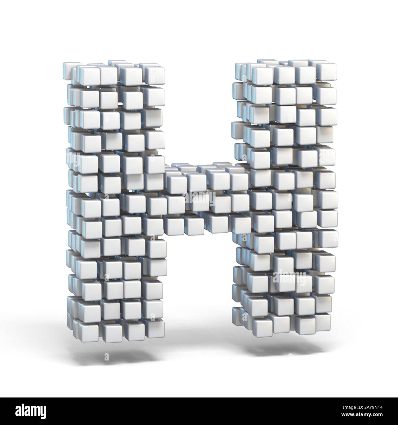 White voxel cubes font Letter H 3D Stock Photo - Alamy