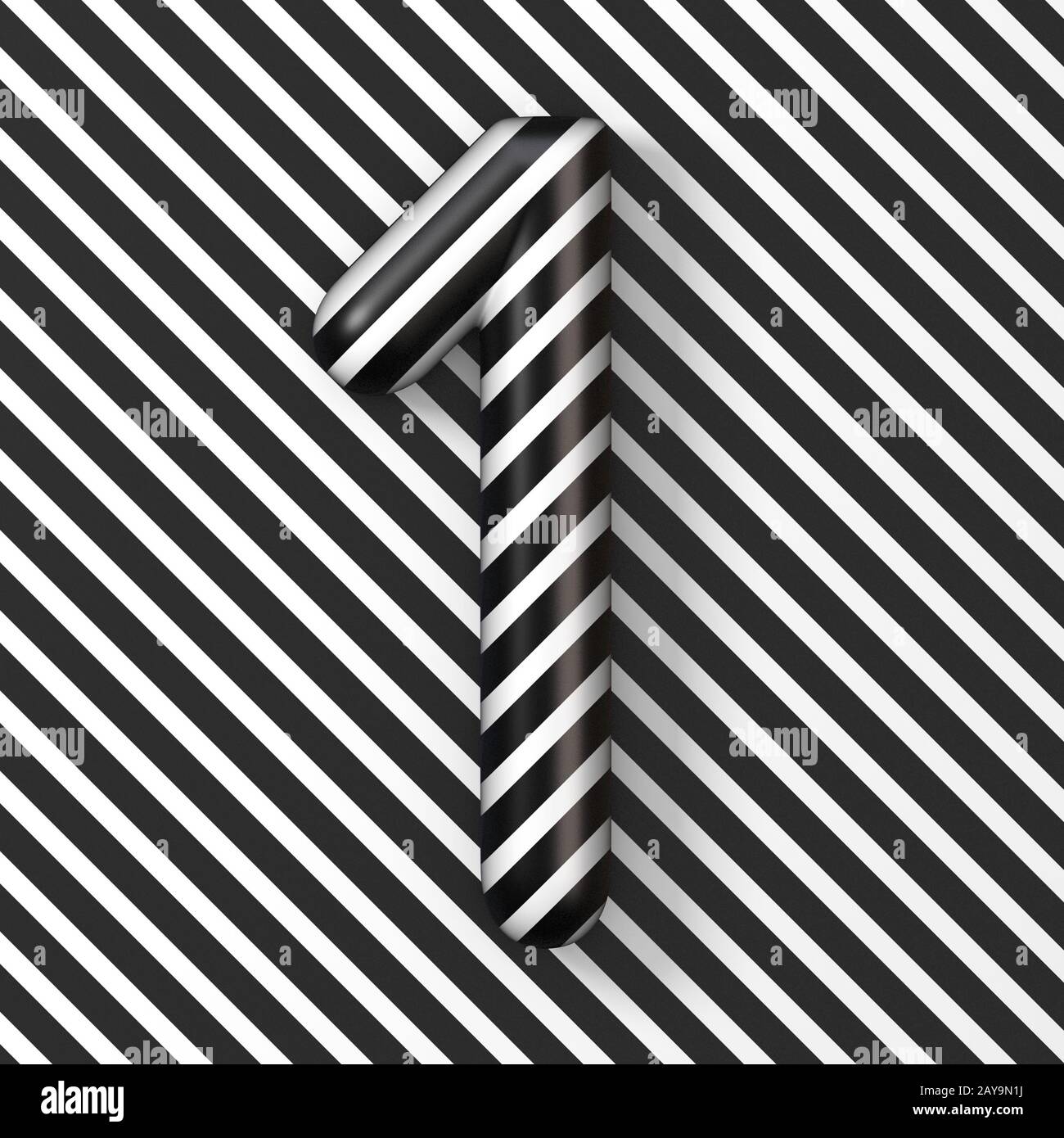 Black and white stripes Number 1 ONE 3D Stock Photo - Alamy