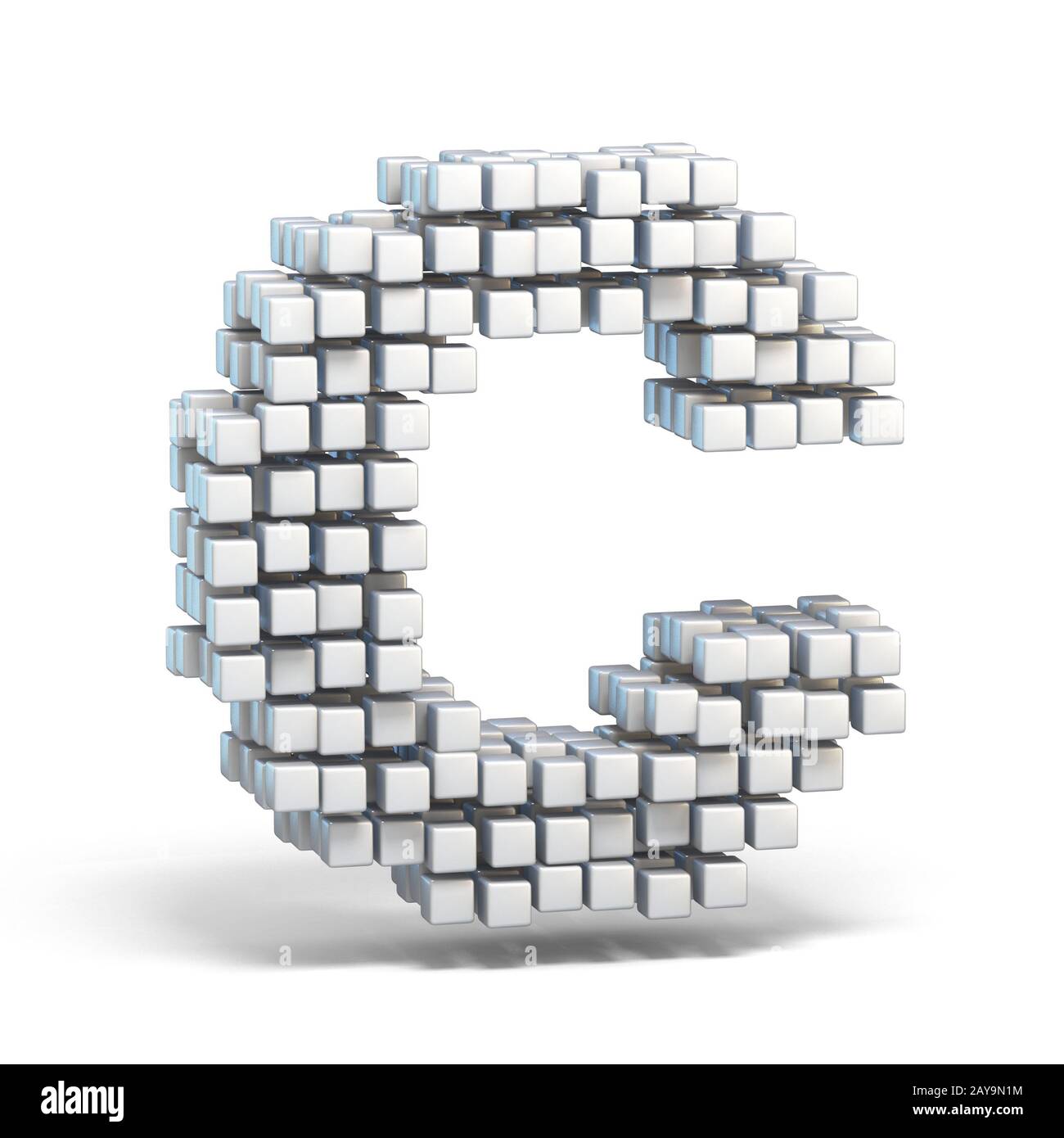White voxel cubes font Letter C 3D Stock Photo - Alamy
