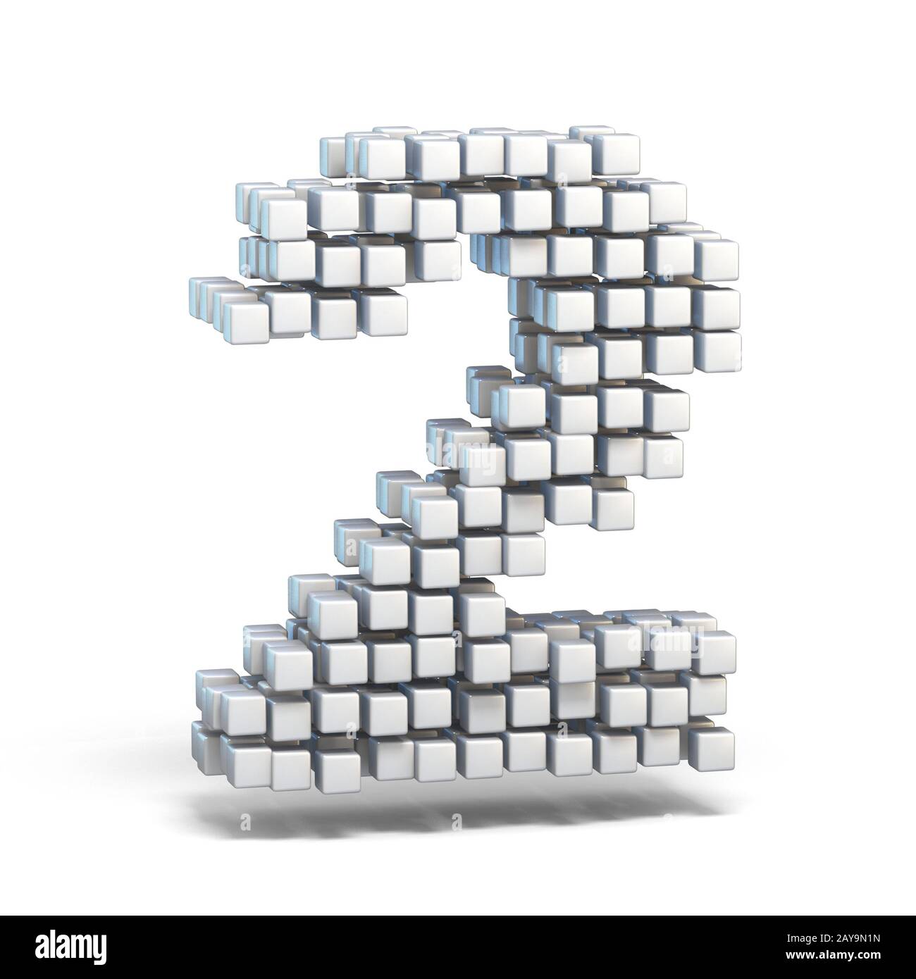 White voxel cubes font Number 2 TWO 3D Stock Photo - Alamy