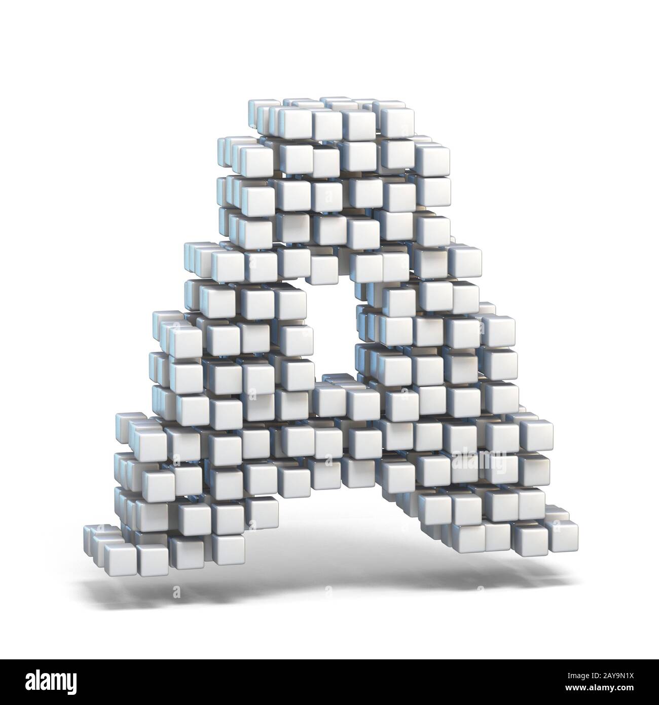 White voxel cubes font Letter A 3D Stock Photo - Alamy