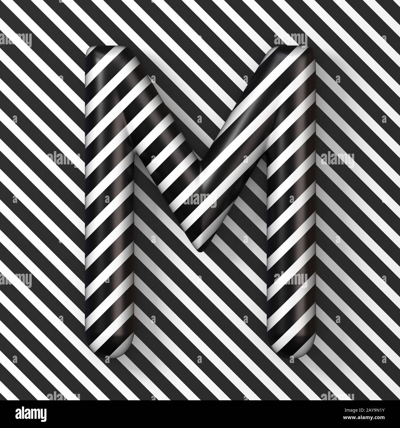 Black and white stripes Letter M 3D Stock Photo - Alamy