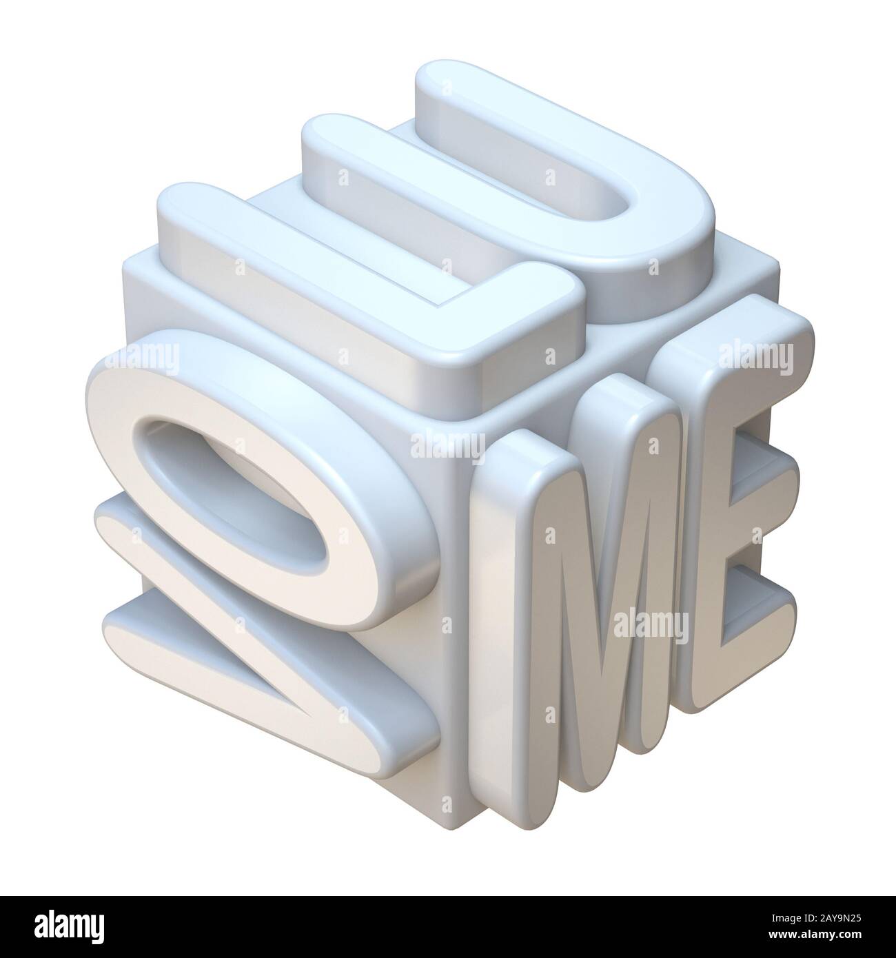 Abstract VOLUME sign cube shaped 3D Stock Photo - Alamy