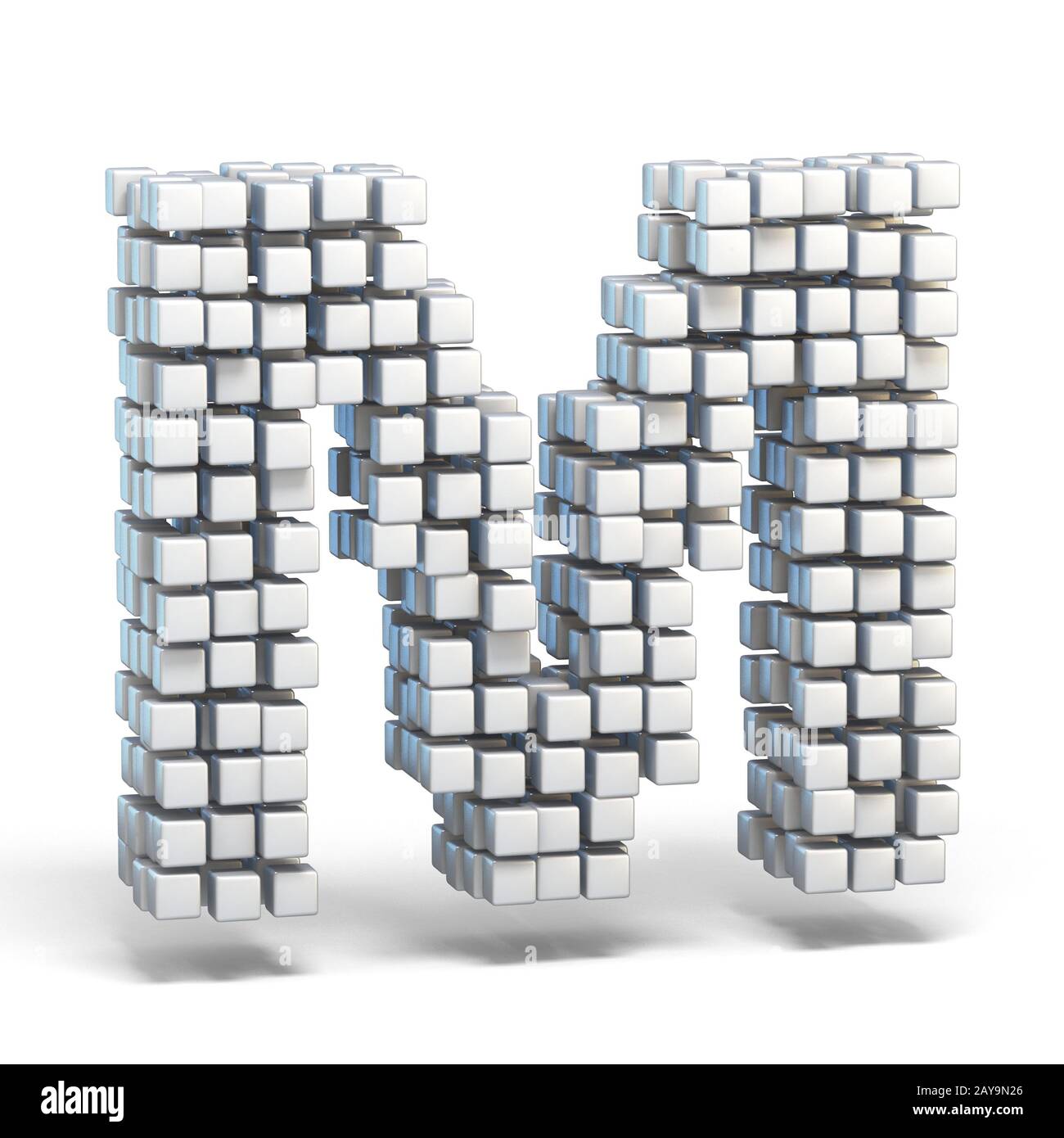 White voxel cubes font Letter M 3D Stock Photo - Alamy