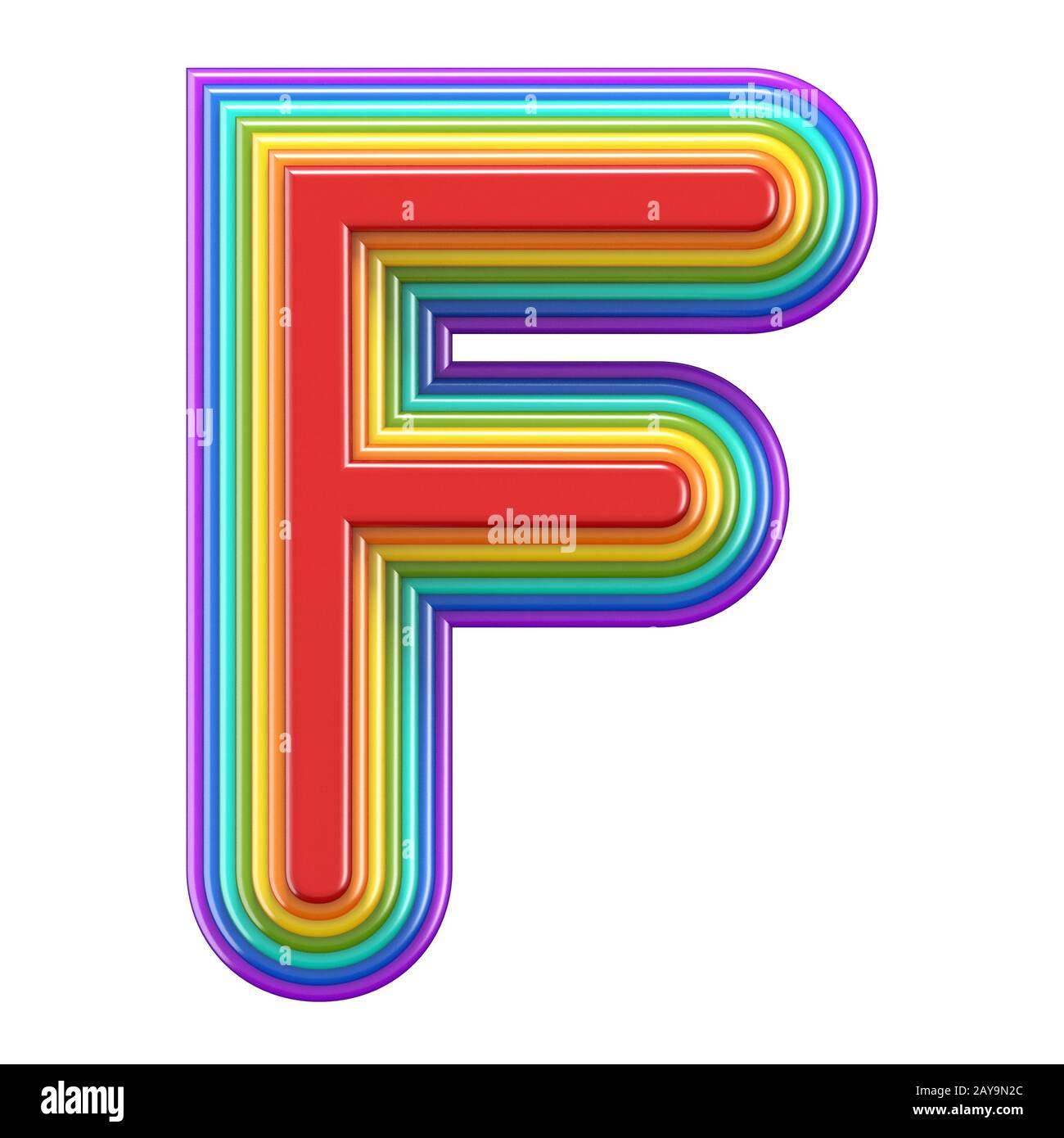 Concentric rainbow font letter F 3D Stock Photo - Alamy
