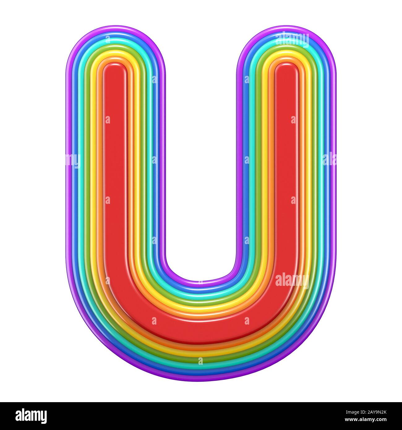 Concentric rainbow font letter U 3D Stock Photo - Alamy