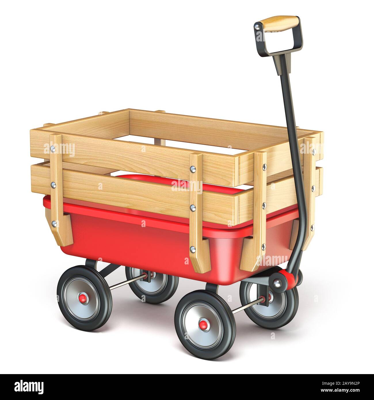Toy mini wagon with wooden side fence Isometric 3D Stock Photo - Alamy