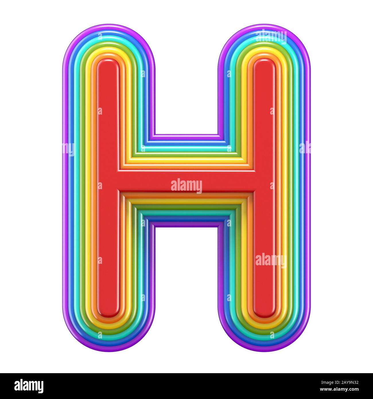Concentric rainbow font letter H 3D Stock Photo - Alamy