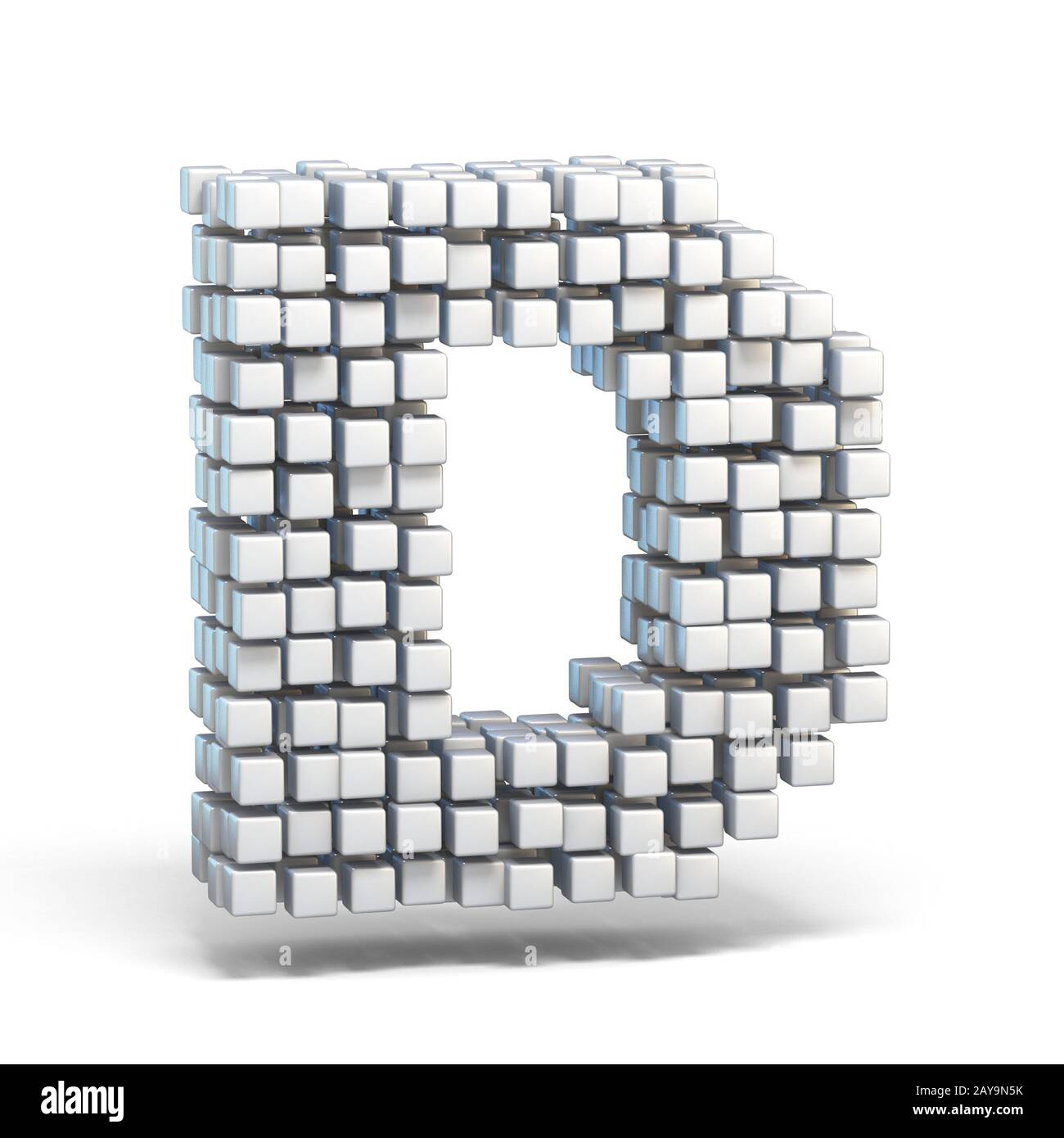 White voxel cubes font Letter D 3D Stock Photo - Alamy