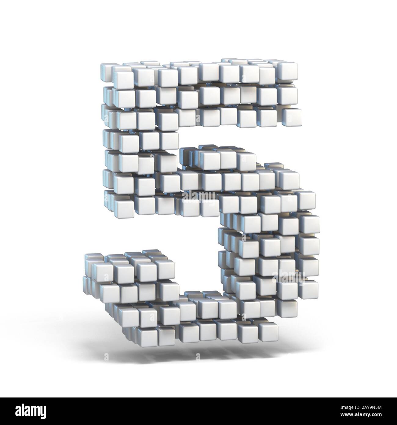 White voxel cubes font Number 5 FIVE 3D Stock Photo - Alamy