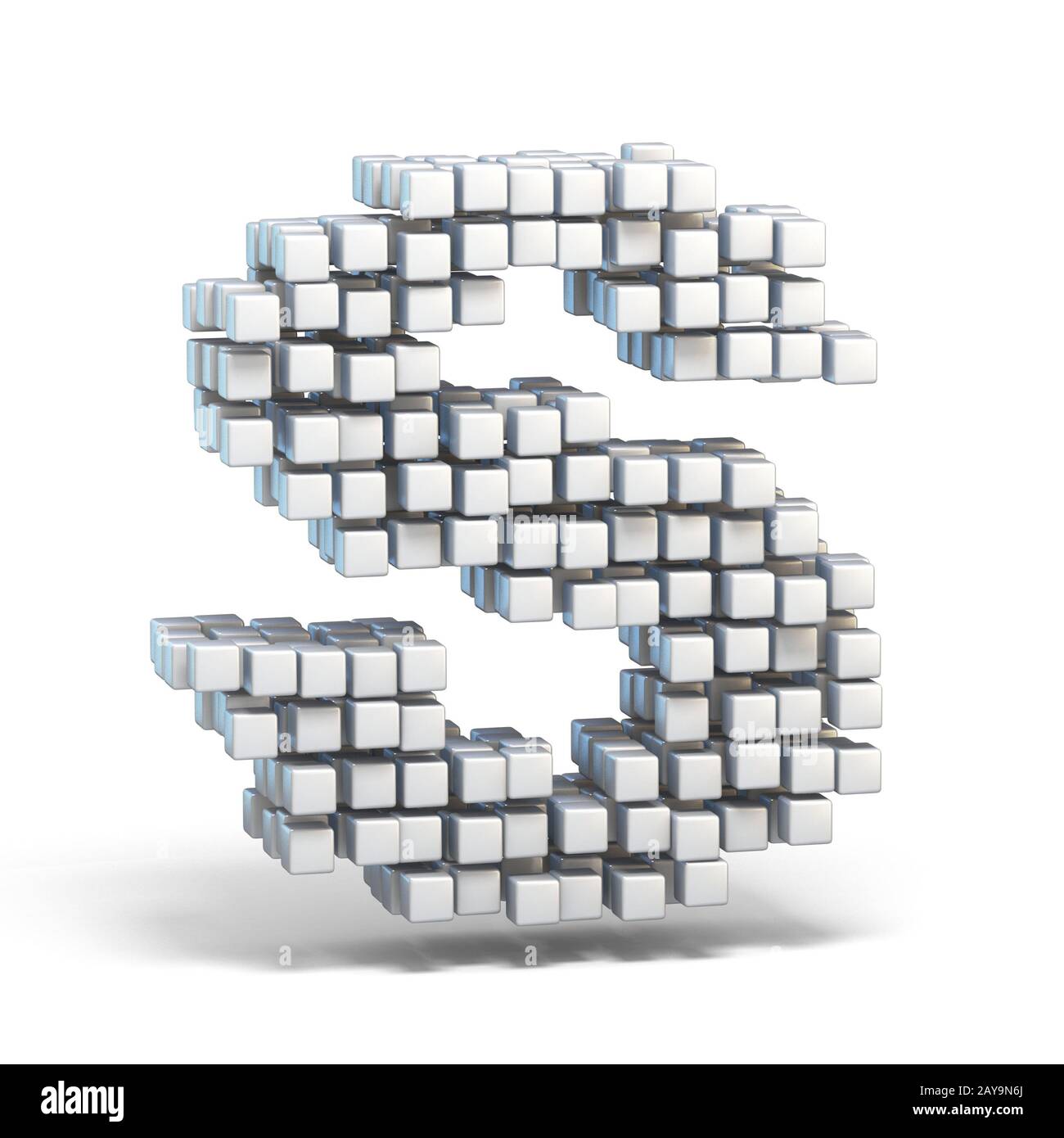 White voxel cubes font Letter S 3D Stock Photo - Alamy