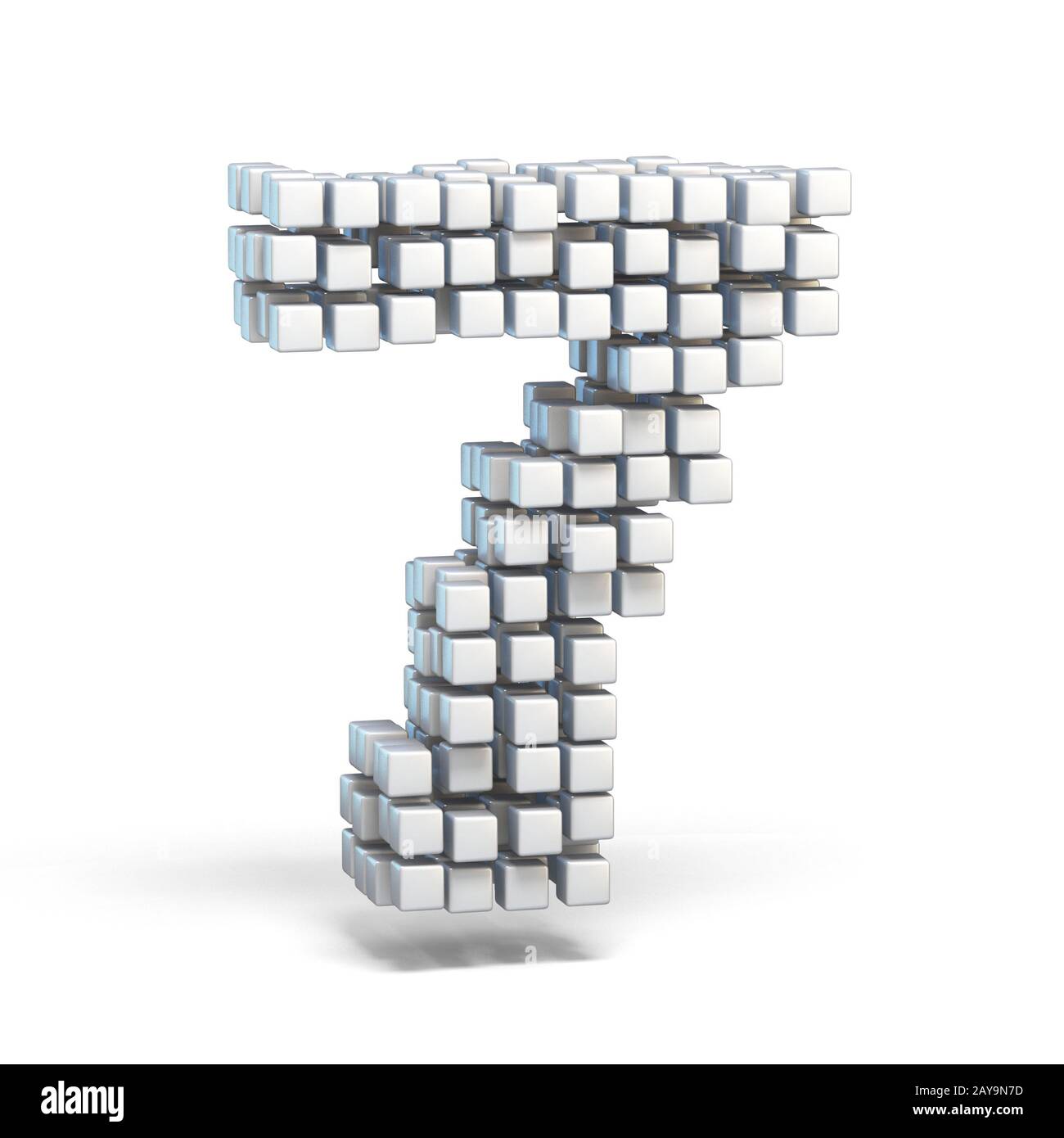 White voxel cubes font Number 7 SEVEN 3D Stock Photo - Alamy