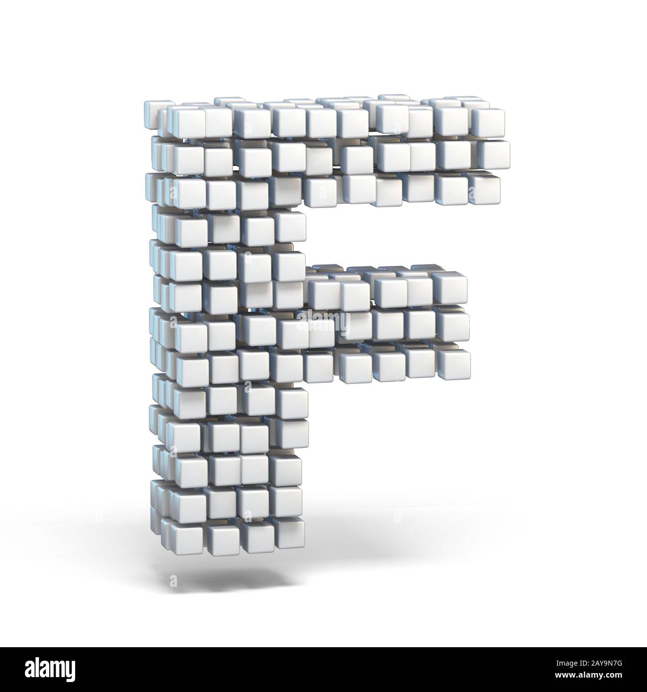 White voxel cubes font Letter F 3D Stock Photo - Alamy