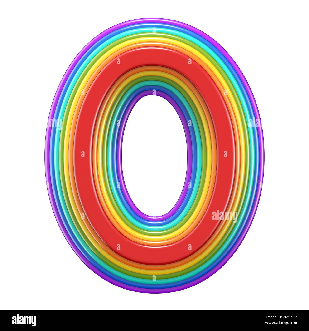 Concentric rainbow font letter O 3D Stock Photo - Alamy