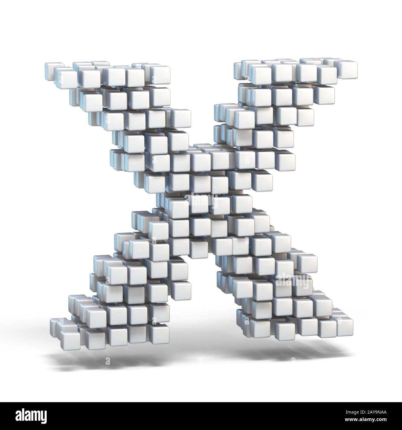 White voxel cubes font Letter X 3D Stock Photo - Alamy
