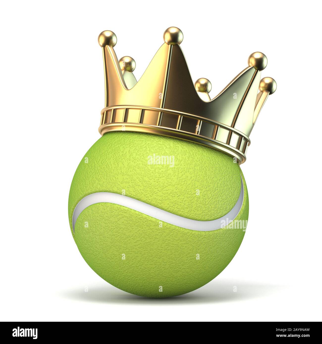 Golden crown on tennis ball 3D Stock Photo - Alamy