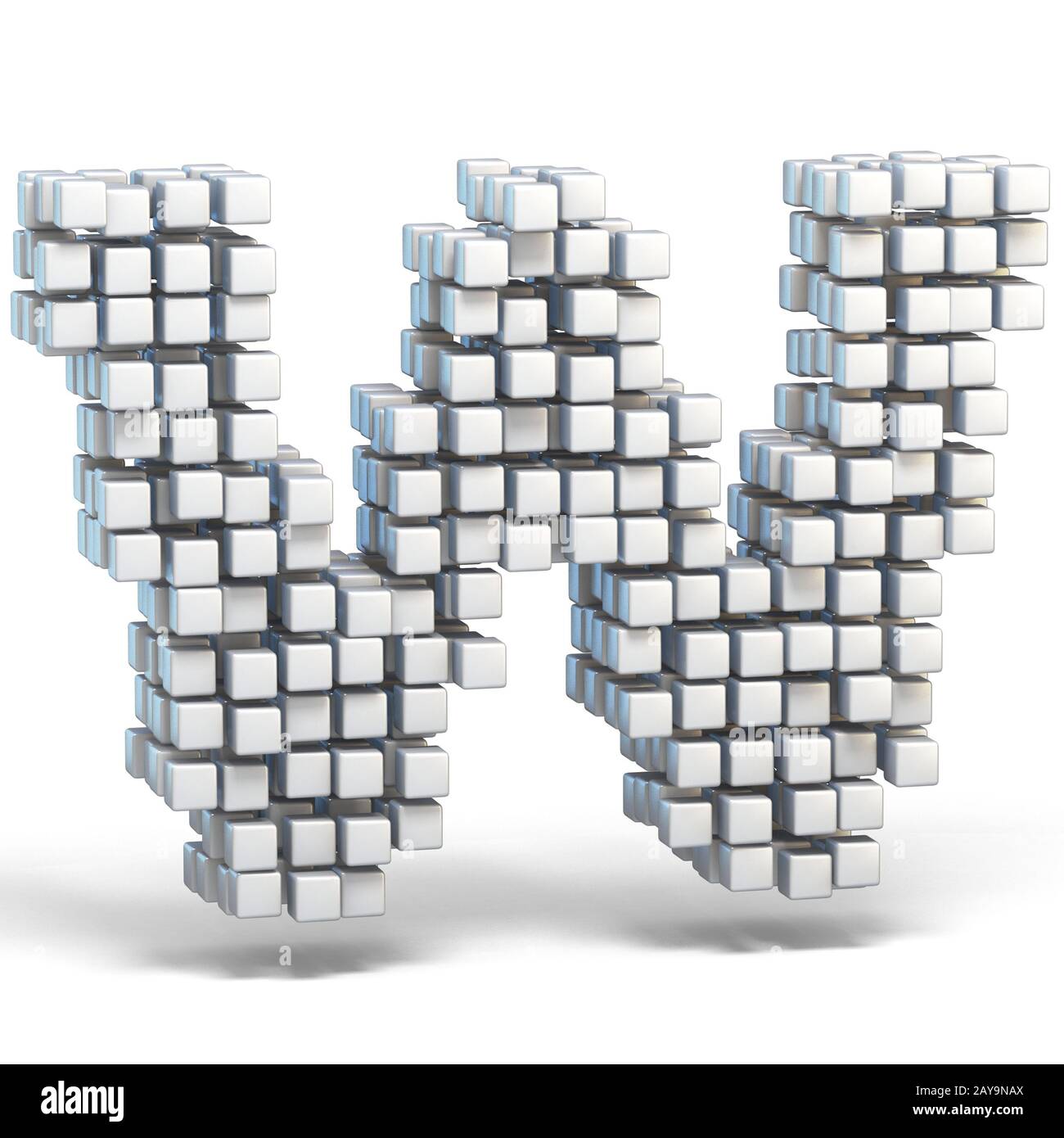 White voxel cubes font Letter W 3D Stock Photo - Alamy