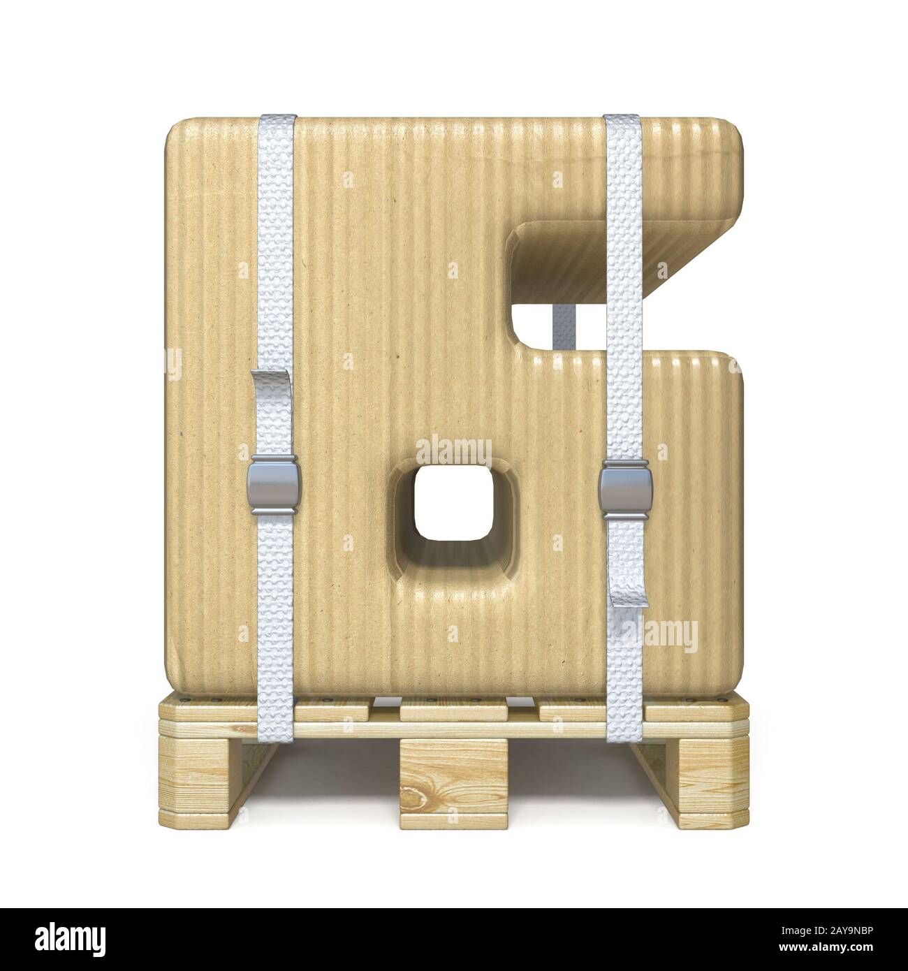 Cardboard box font Number 6 SIX on wooden pallet 3D Stock Photo - Alamy