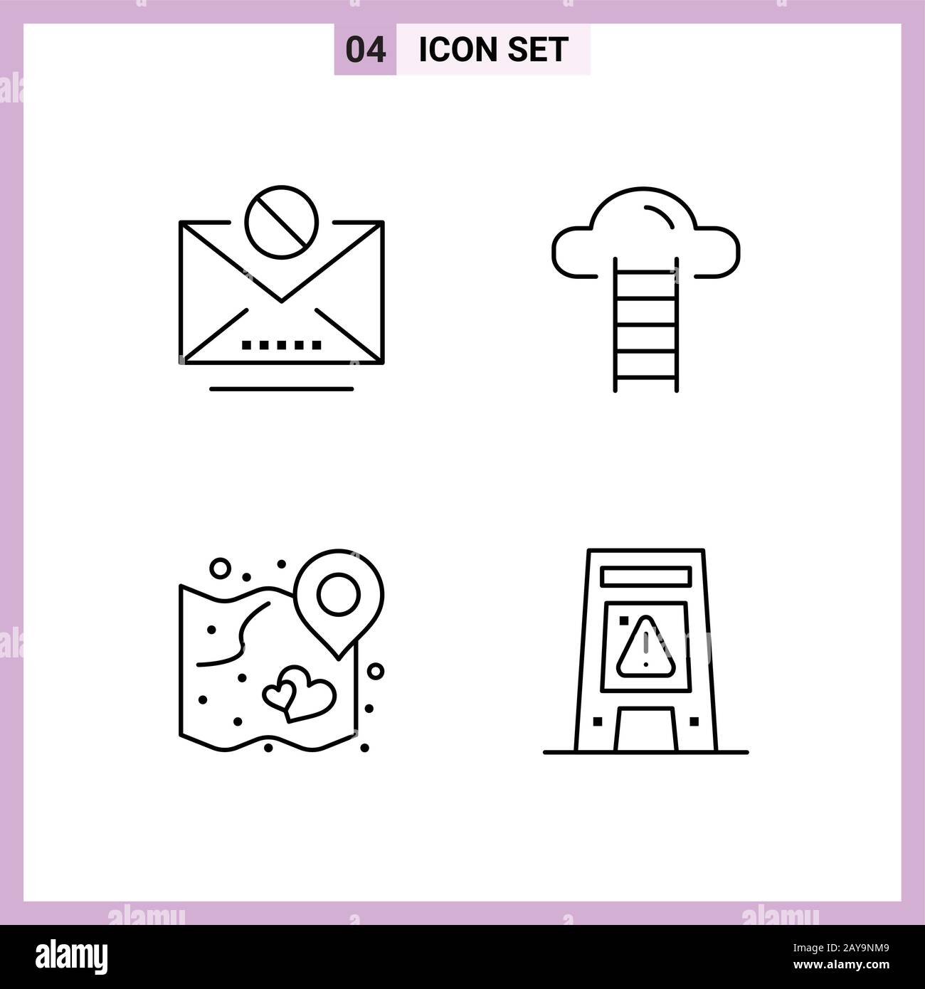 4 Icons in Line Style. Outline Symbols on White Background. Creative Vector Signs for Web mobile ...