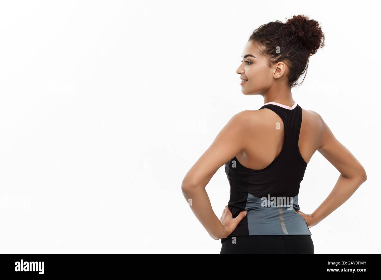 Healthy and Fitness concept - Portrait of young beautiful African ...