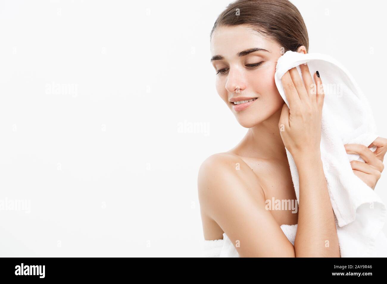 Beauty Skin Care Concept - Beautiful Caucasian Woman Face Portrait ...