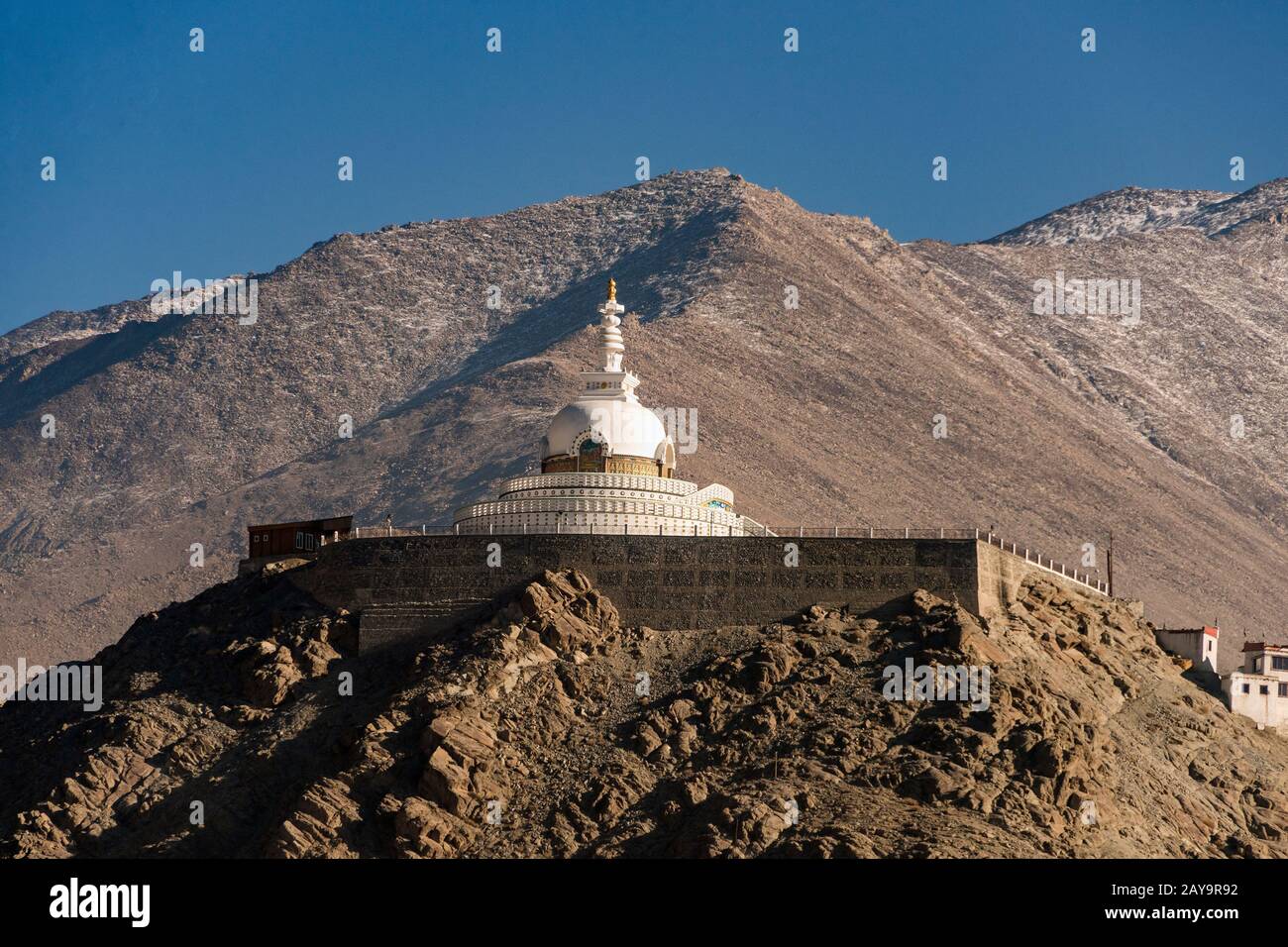 Shanti Stupa, Buddhist chorten, Chanspa, Leh District, Ladakh, India ...