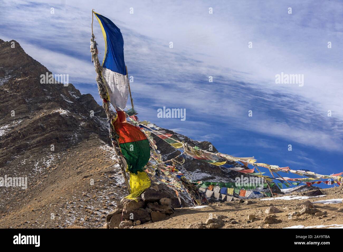 Prayer flags, mountain pass near Saraks, Ladakh, India Stock Photo - Alamy