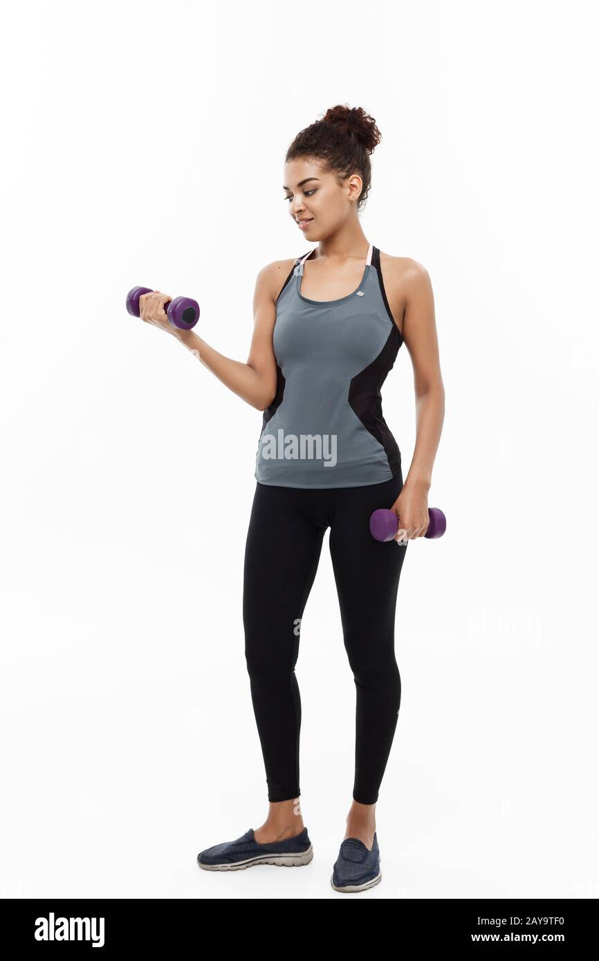Healthy and Fitness concept - Full-length of portrait Beautiful ...