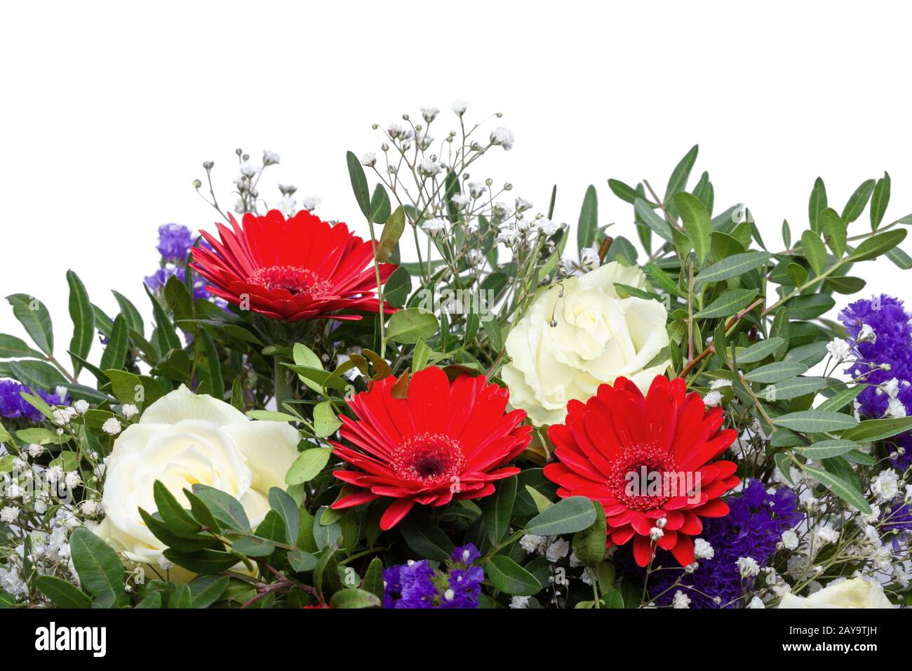 A bunch of colorful spring flowers isolated on white background Stock ...