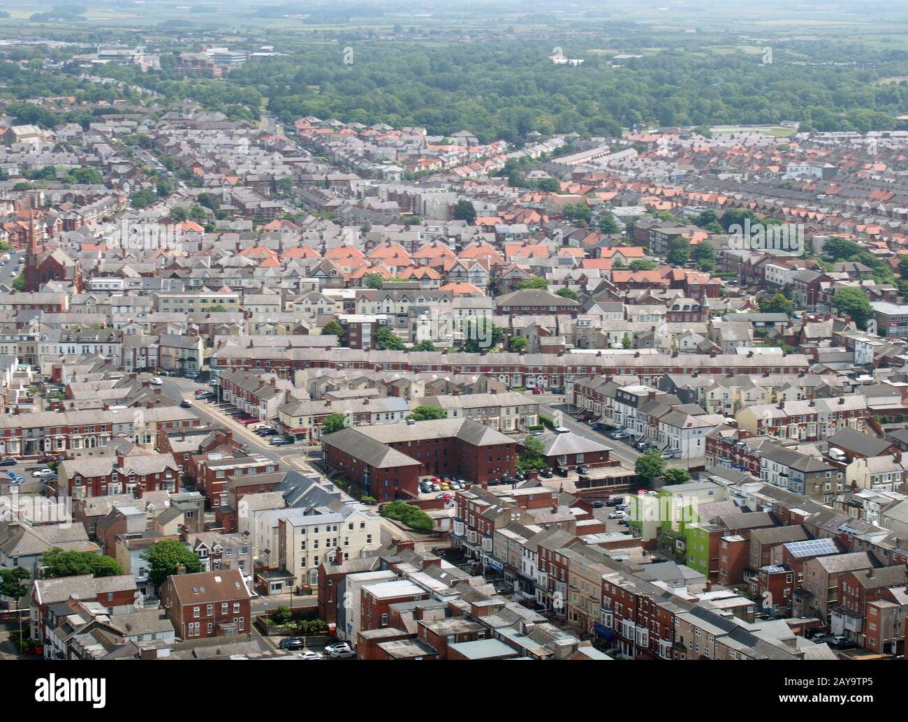 aerial panoramic view of the town of blackpool looking east showing the ...
