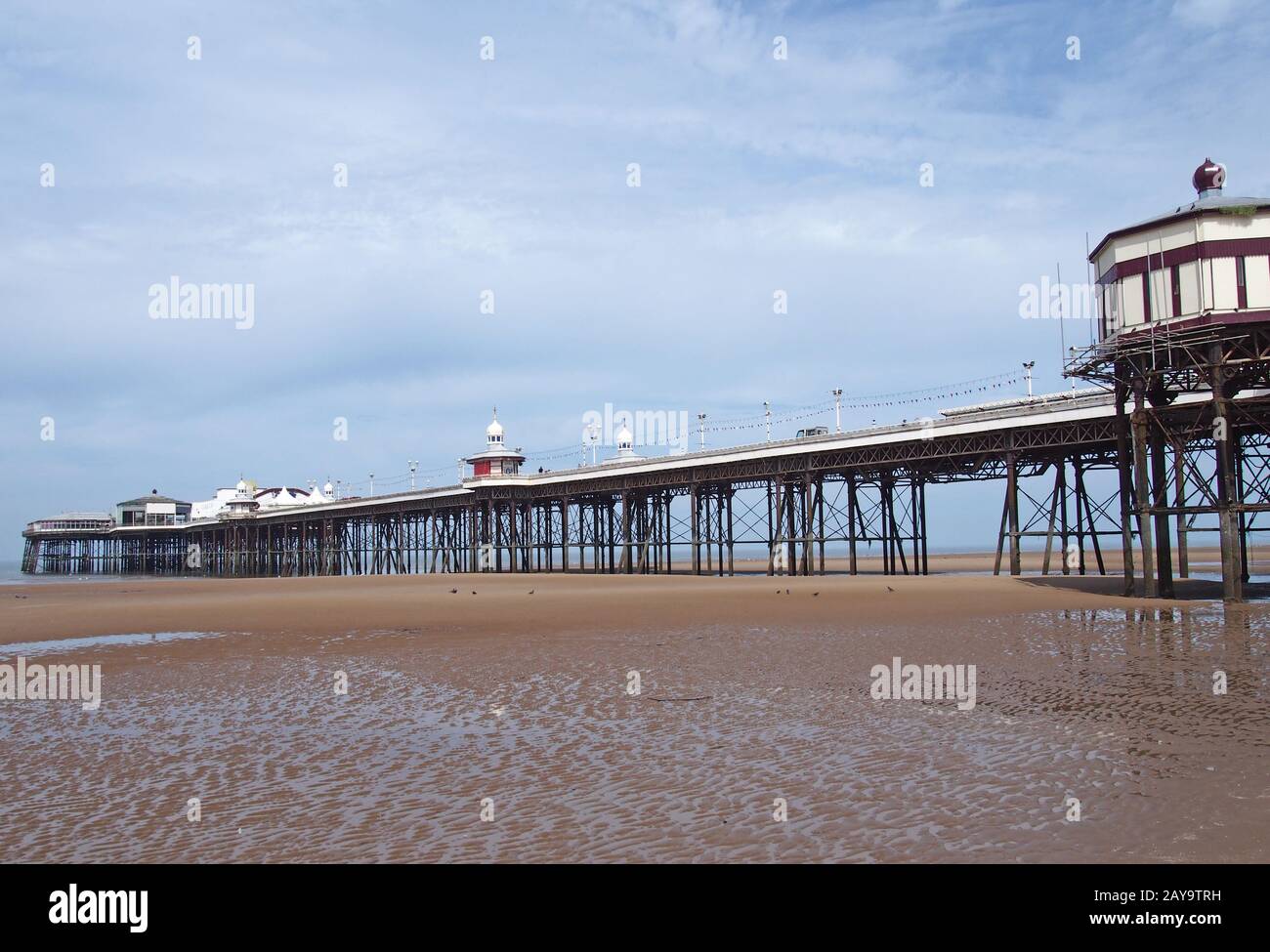 view of the historic victorian north pier in blackpool with the kiosks ...