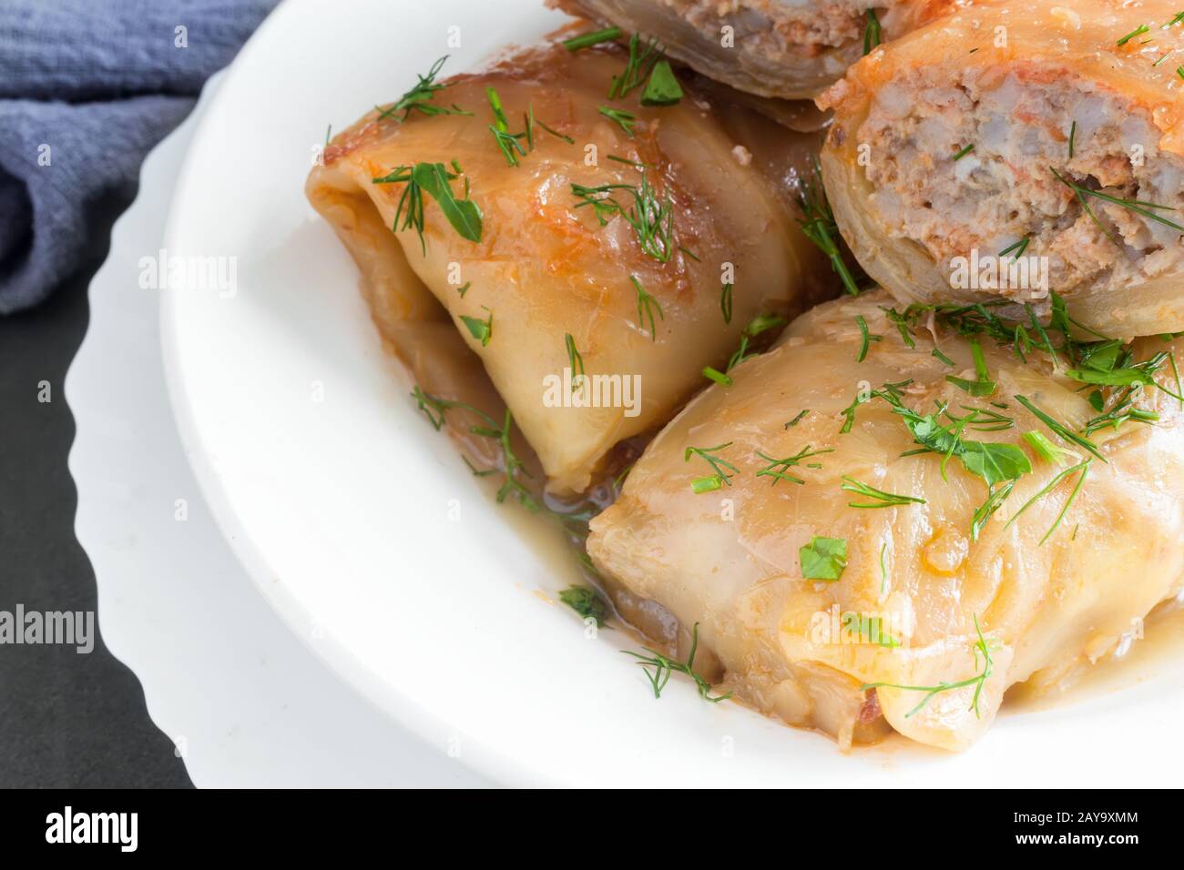 Stuffed cabbage with meat and rice-traditional Russian food Stock Photo ...