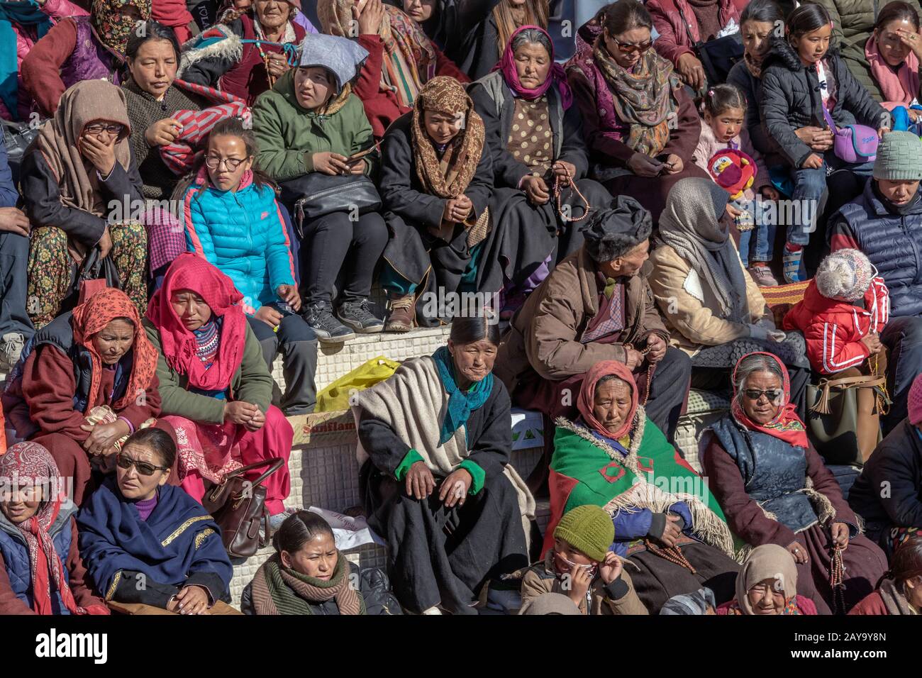 Zoom-im on the crowds of local people attending the Gustor festival ...