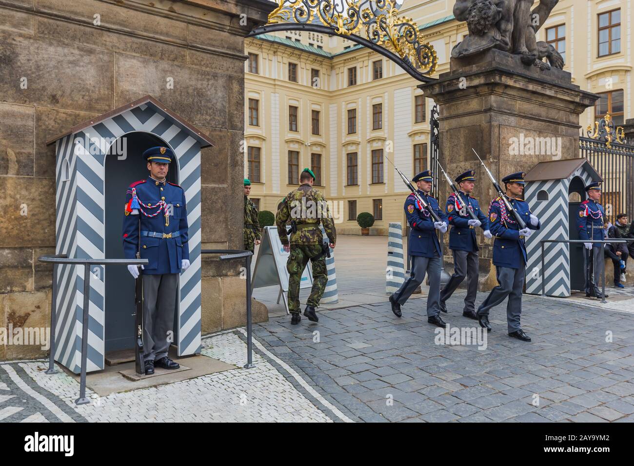 Prague Czech Republic - 19 October 2017: Changing of the guards in the ...
