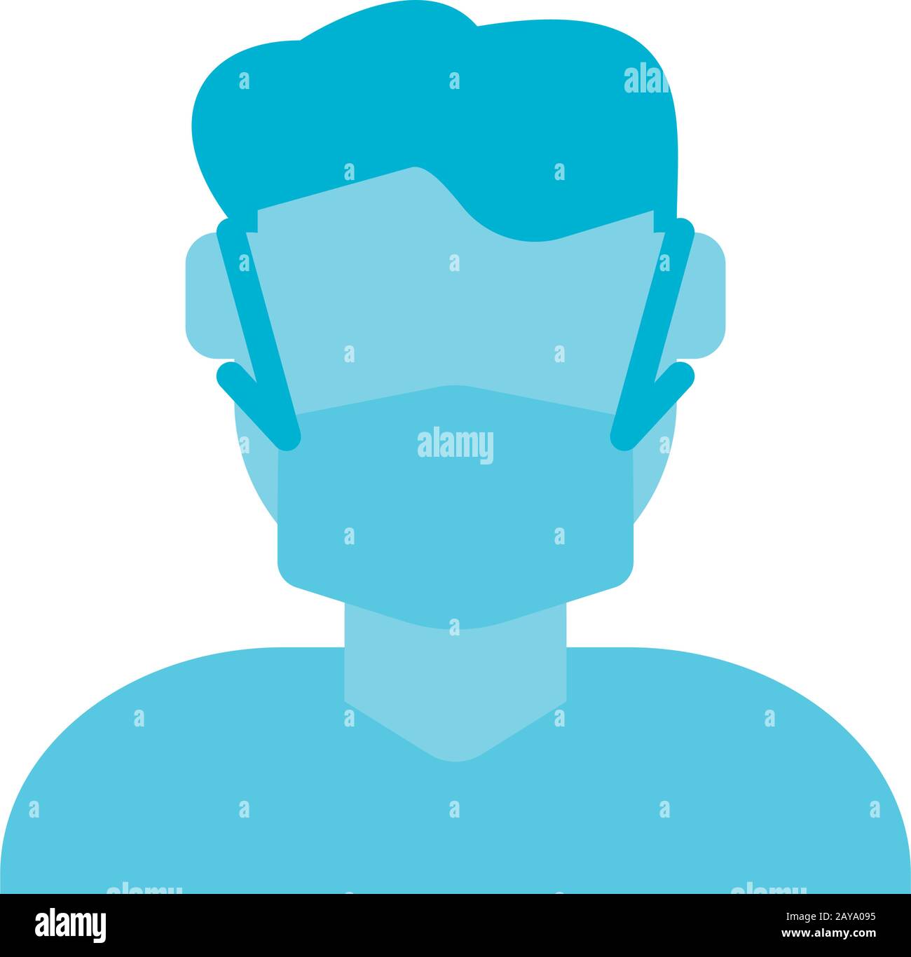 man with mouth mask over white background, flat style icon, vector ...